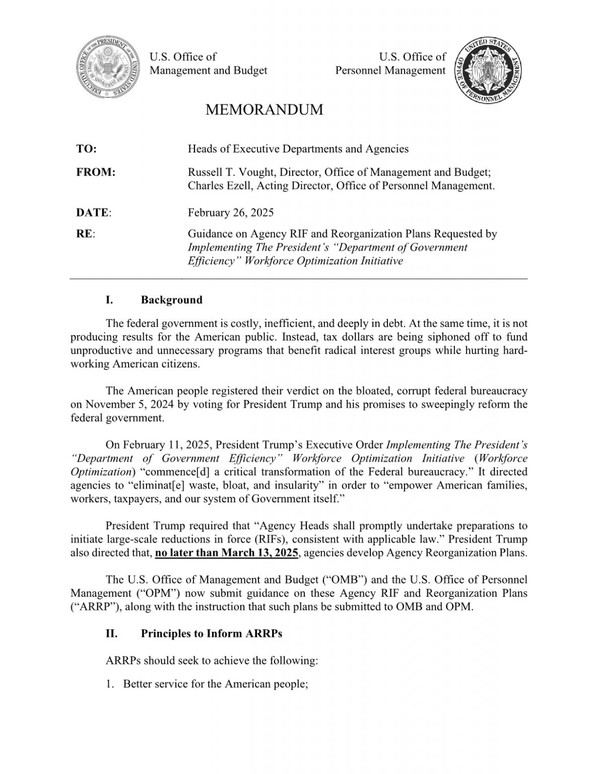 Guidance on Agency RIF and Reorganization Plans Requested by ...