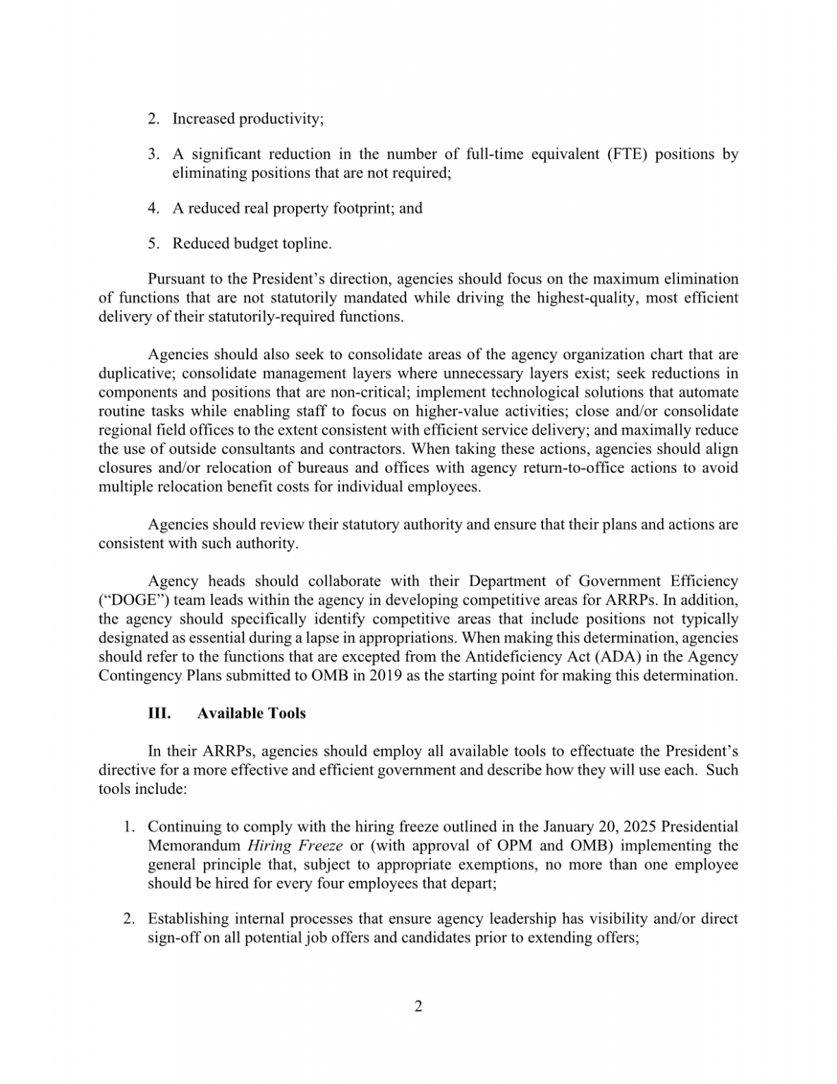 Guidance on Agency RIF and Reorganization Plans Requested by ...